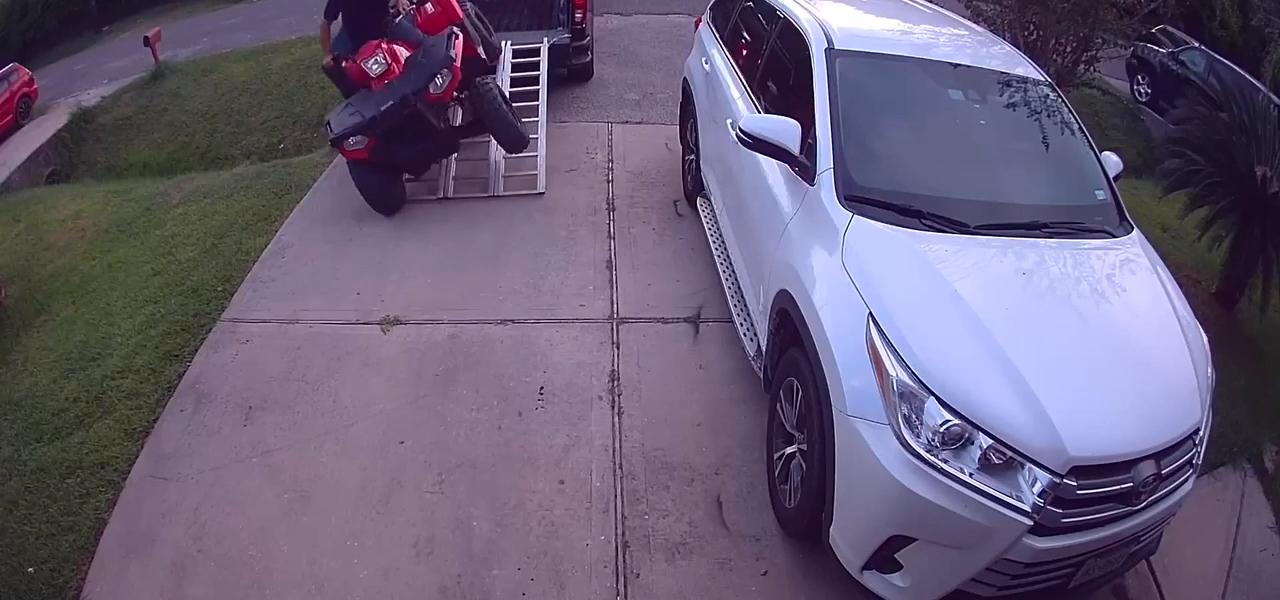 Guy Falls After Flipping Over ATV While Trying to Reverse It on Pickup ...