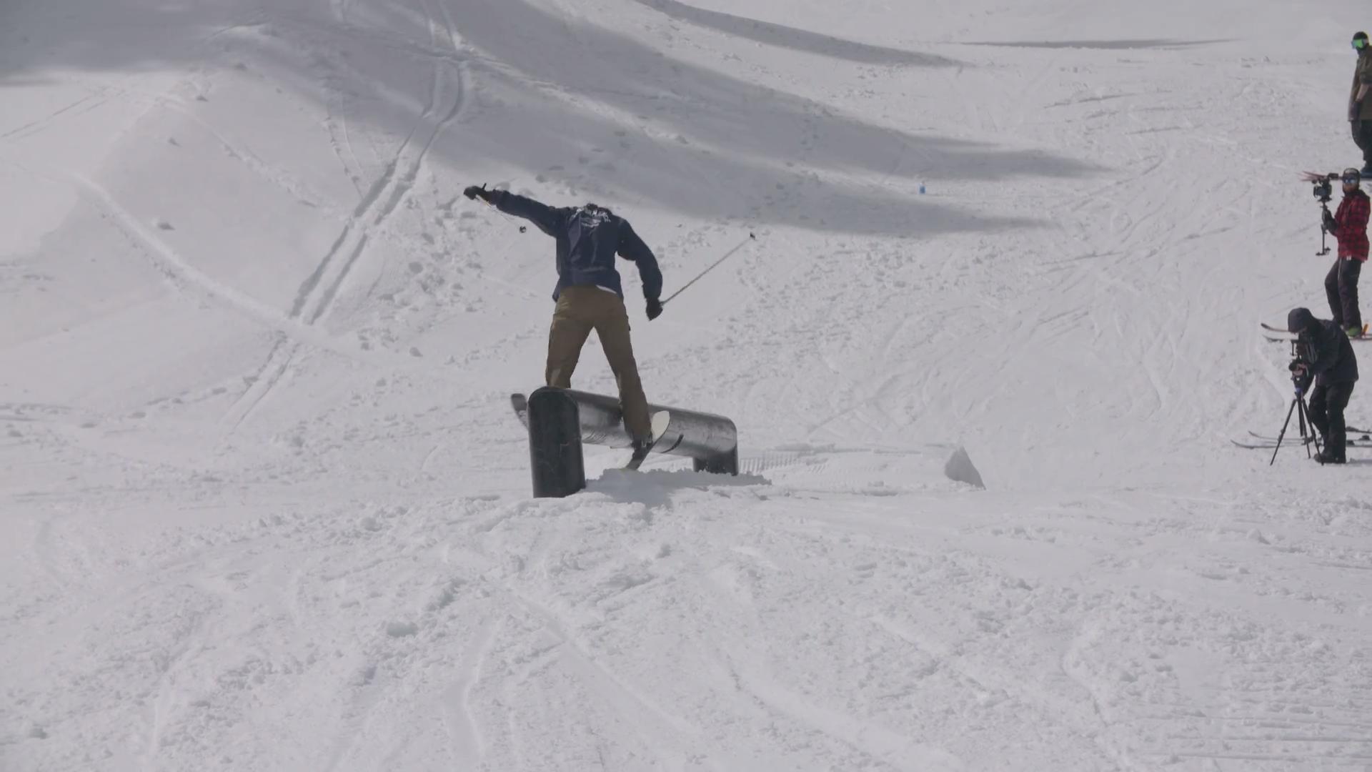 Guy Attempts Jump Off Snow Ramp While Skiing Backwards And Slams Crotch ...