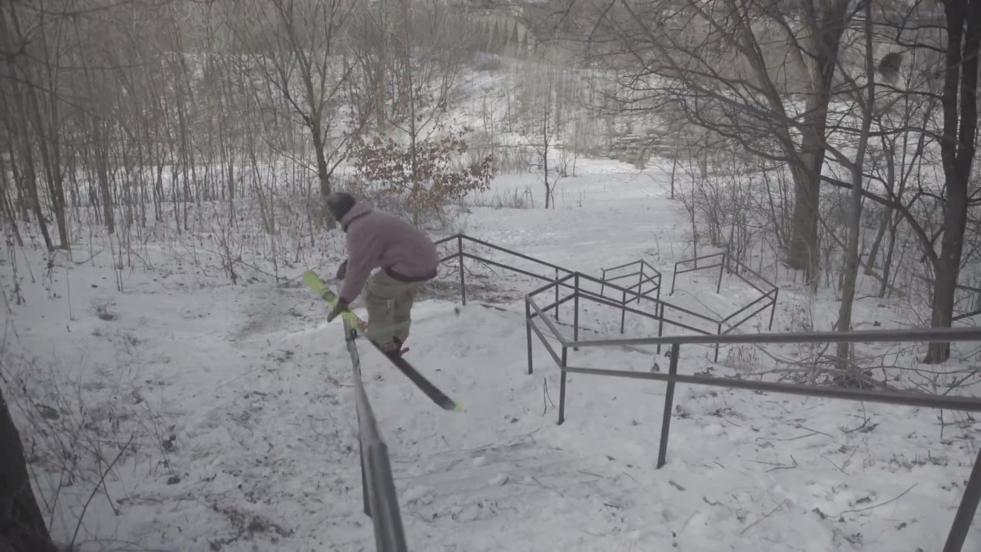 Guy Crashes While Attempting to Ski on Long Rail | Jukin Licensing