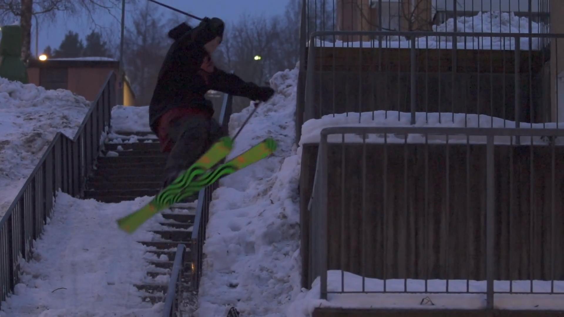 Guy Gets Upset After Crashing While Attempting To Ski Over Handrail ...