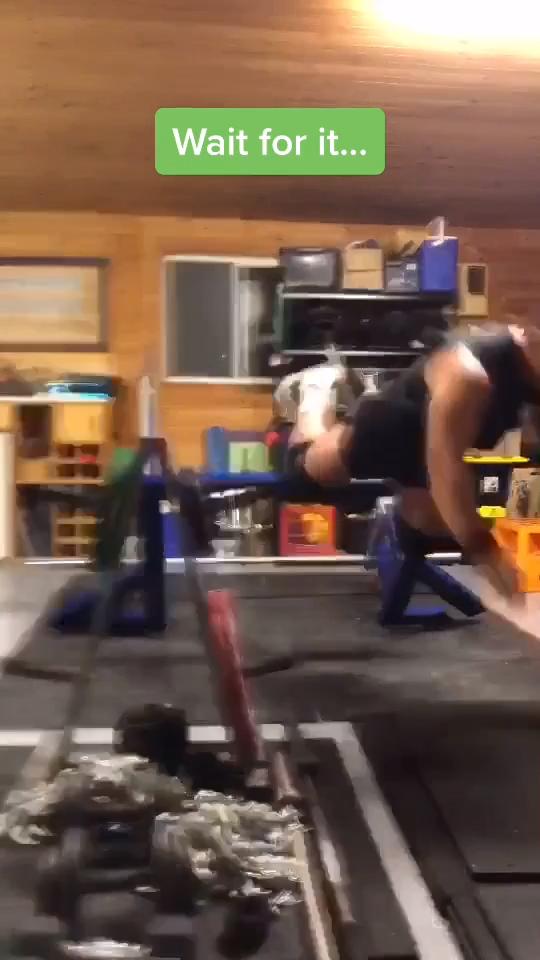 Man Accidentally Drops Barbell on Rack and Trips as it Flips Over ...