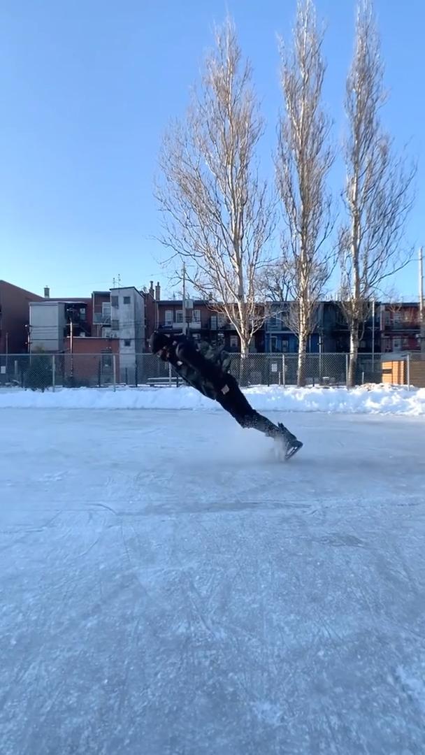 Guy Attempts Headstand And Flip Trick Backwards While Skating On Ice ...