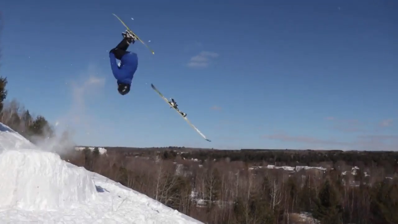 Guy Attempts Double Backflip While Skiing Off Snow Ramp | Jukin Licensing