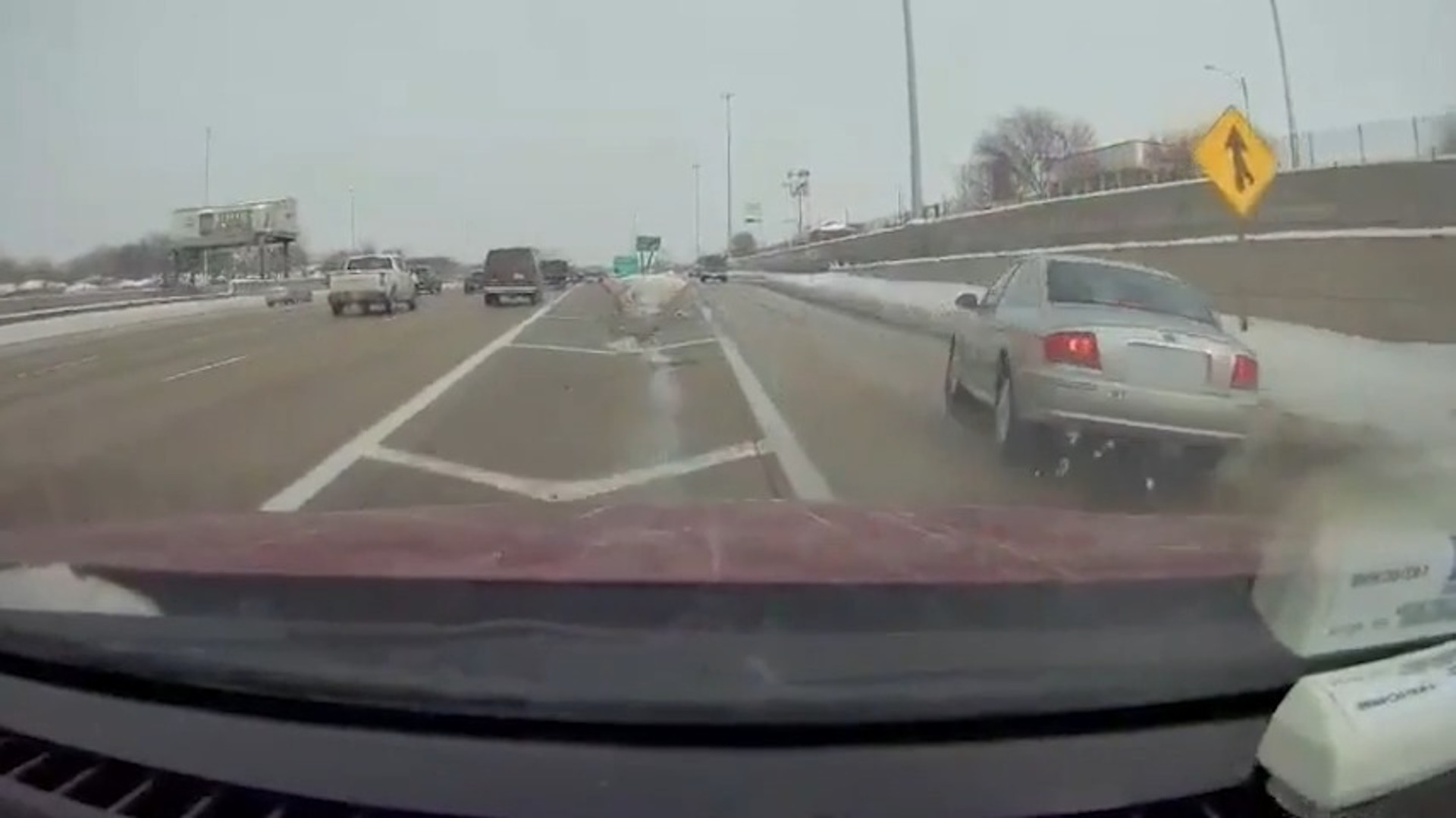 Car Crashes Into Curb Immediately After Side Swiping Another Vehicle ...