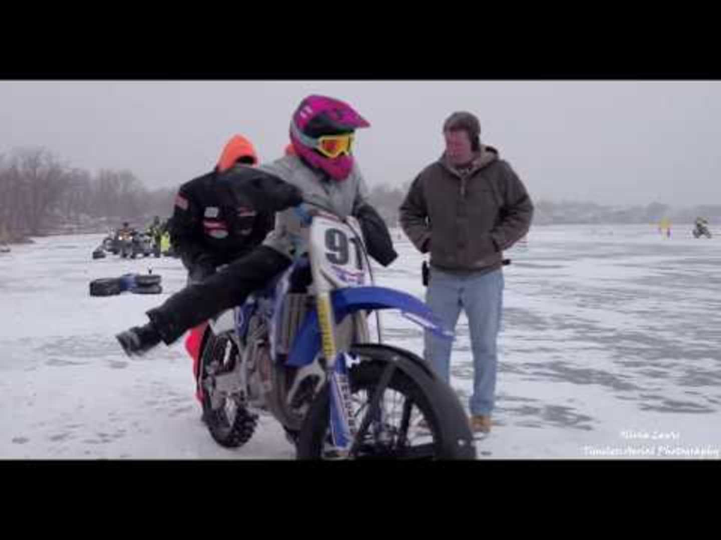 Biker Participates in Ice Racing at Frozen Cedar Race | Jukin Licensing