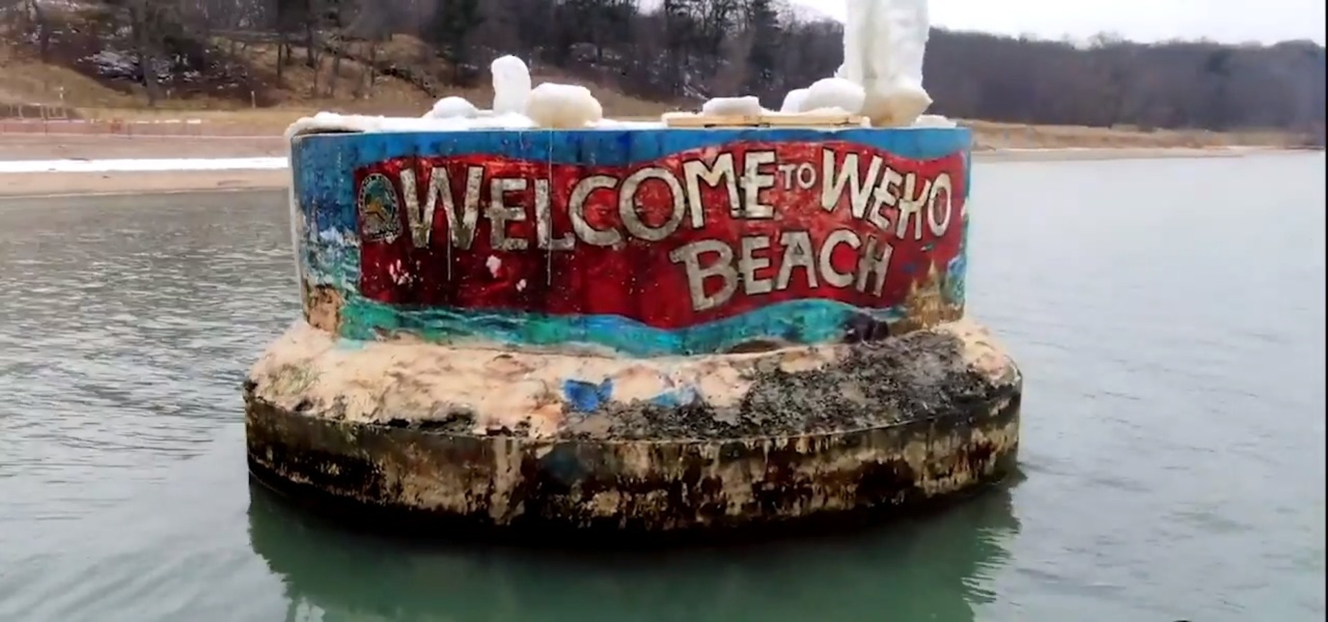Aerial View of Waves Causing Erosion at Weko Beach in City of Bridgman ...