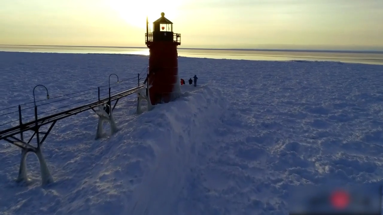 Drone Captures Aerial View Of Multiple Lighthouses During Winter ...
