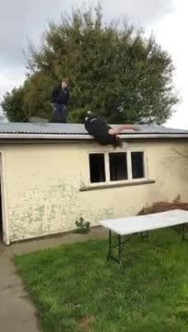 Drunk Guy Falls From Roof And Breaks Table While Trying to Skateboard ...