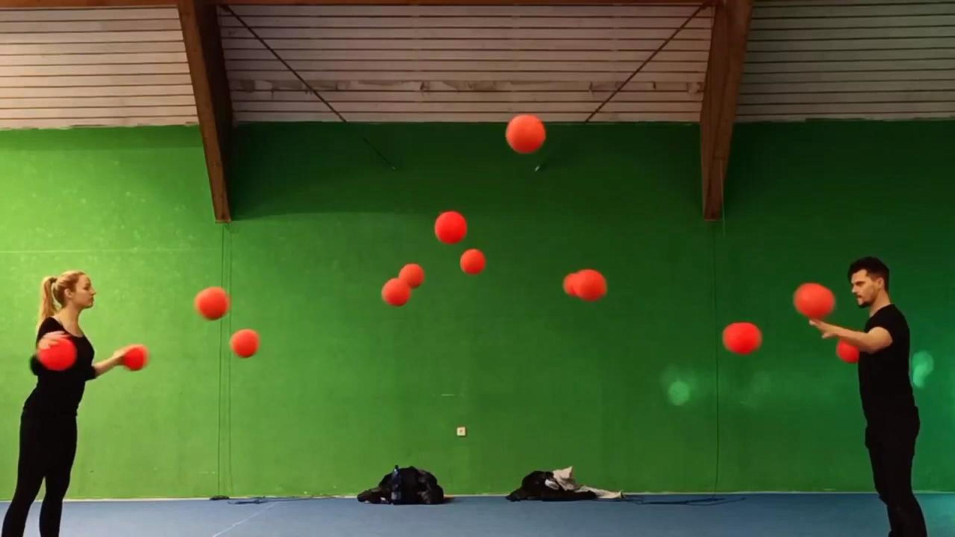 Duo Does Floating Ball Illusion With Multiple Balls in Tennis Court ...