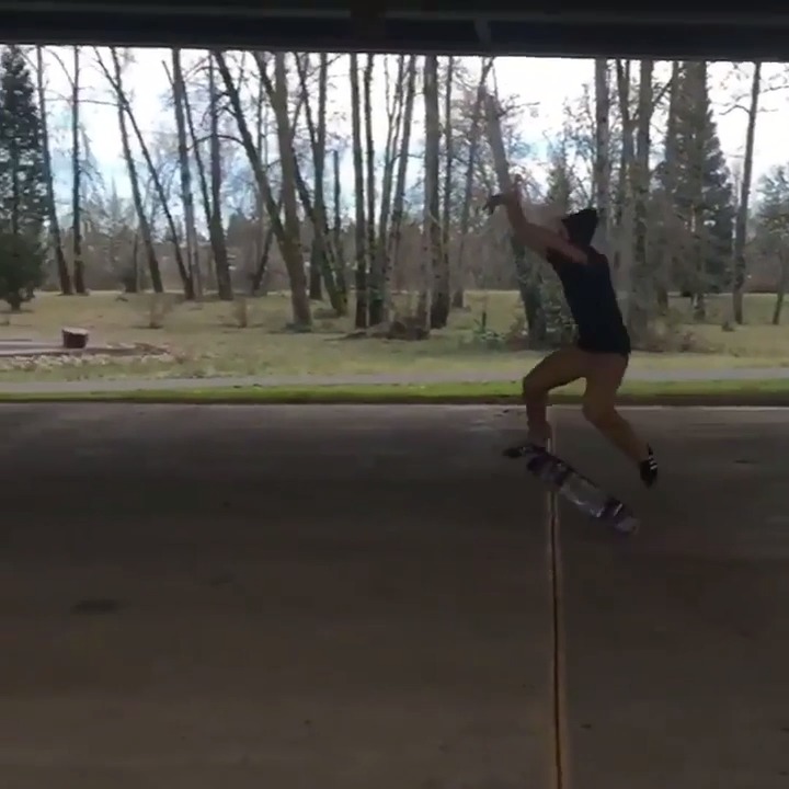 Skateboarder Performs Kickflip While Throwing Three-Pointer Shot on ...