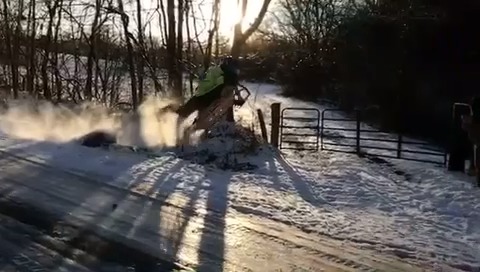 Guy Gets Thrown Off His Sled After Hitting Bump While Sledding Down on ...