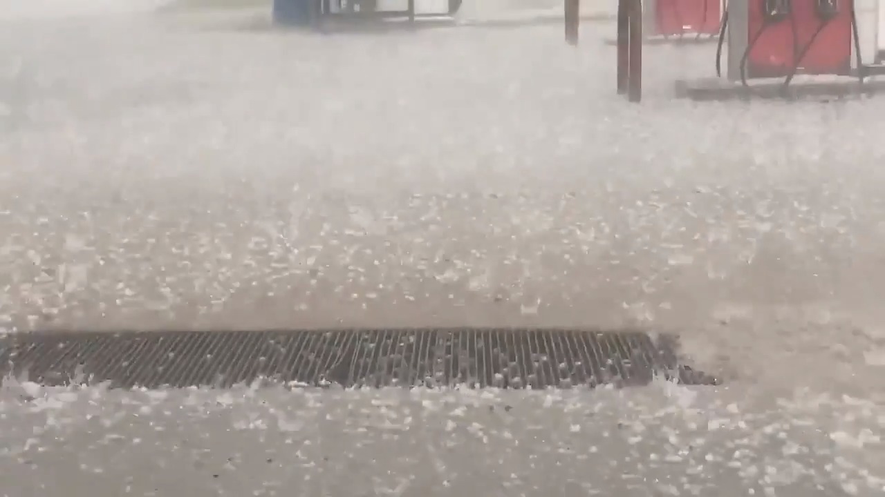 Streets of Hallam in Nebraska Covered With Hail During Heavy Storm ...