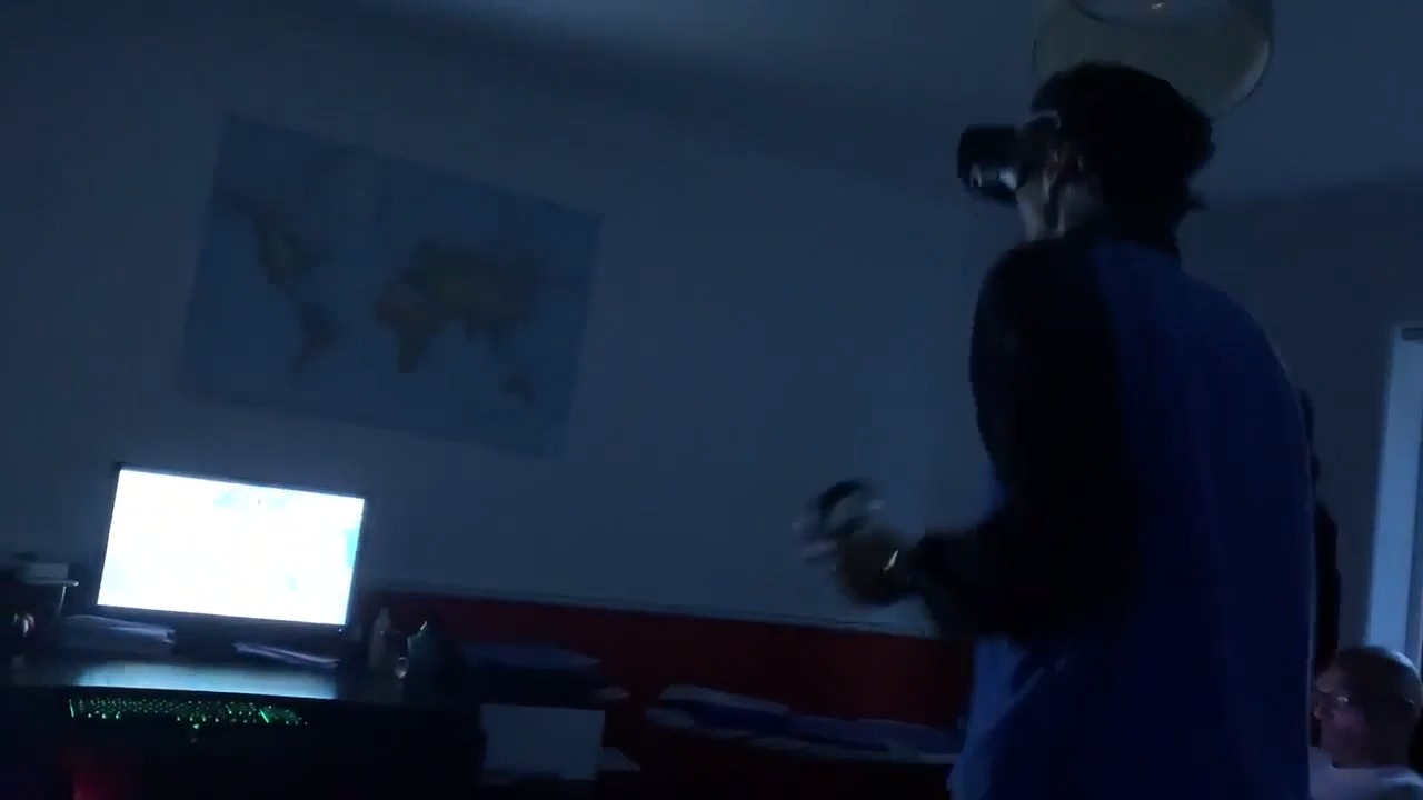 Tall Guy Accidentally Hits Lamp Overhead And Knocks Out Lights While ...