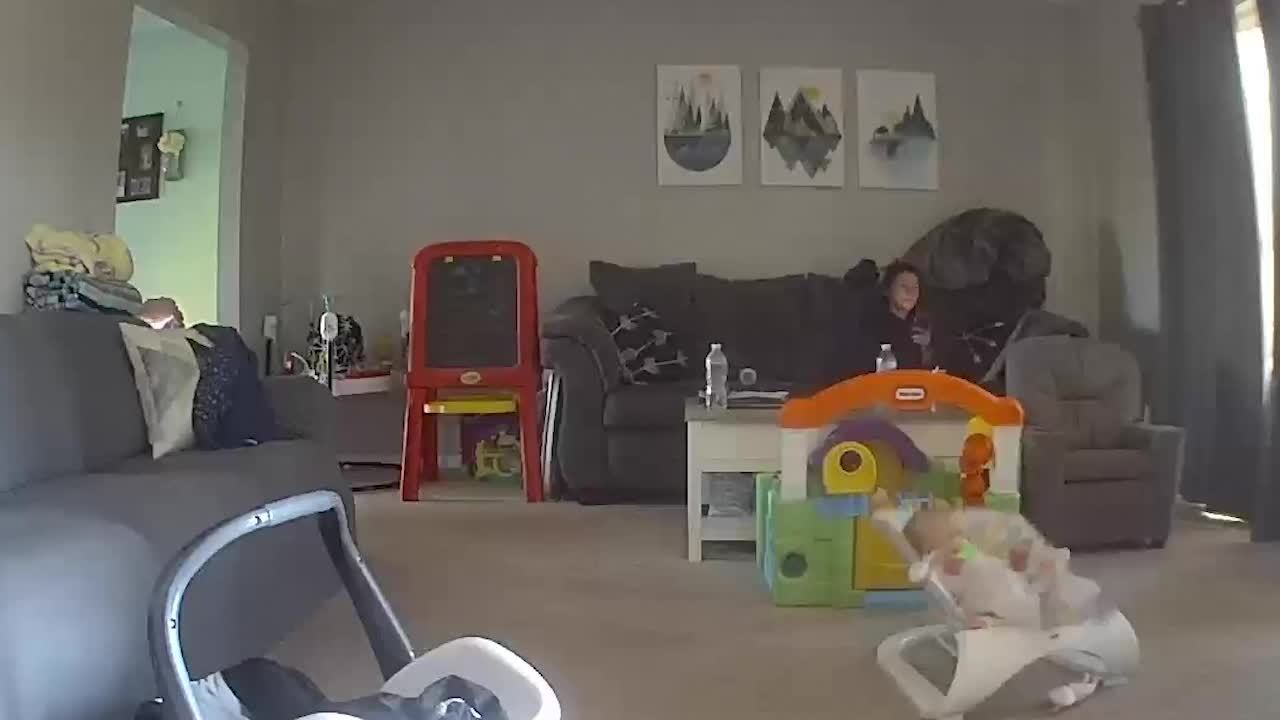 Little Child Flips Out Of Bouncing Chair And Lands On Her Head While ...