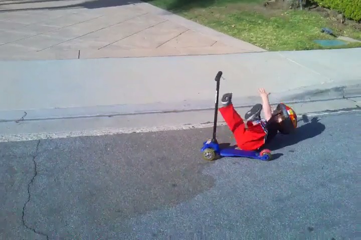 Toddler Excited to Ride His Scooter Loses Balance and Falls Even Before ...