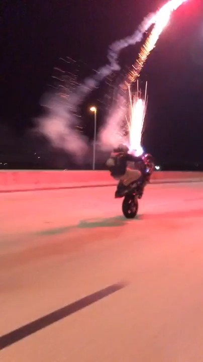 Professional Rider Straps Fireworks to Their Motorcycle and Performs ...