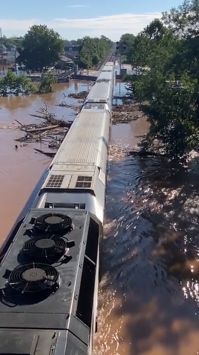 Train Gets Stuck in Flood After Storm in New Jersey | Jukin Licensing