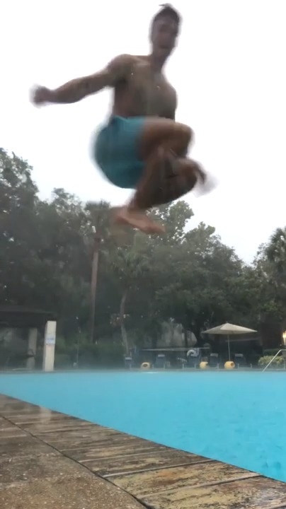 Guy Uses Special Effects to Show Lightning Striking Water as He Jumps ...