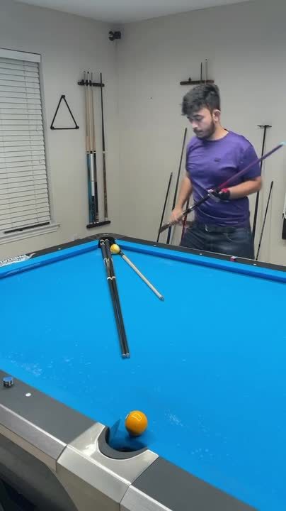Man Performs Railway Masse Shot While Displaying Impressive Pool Tricks ...
