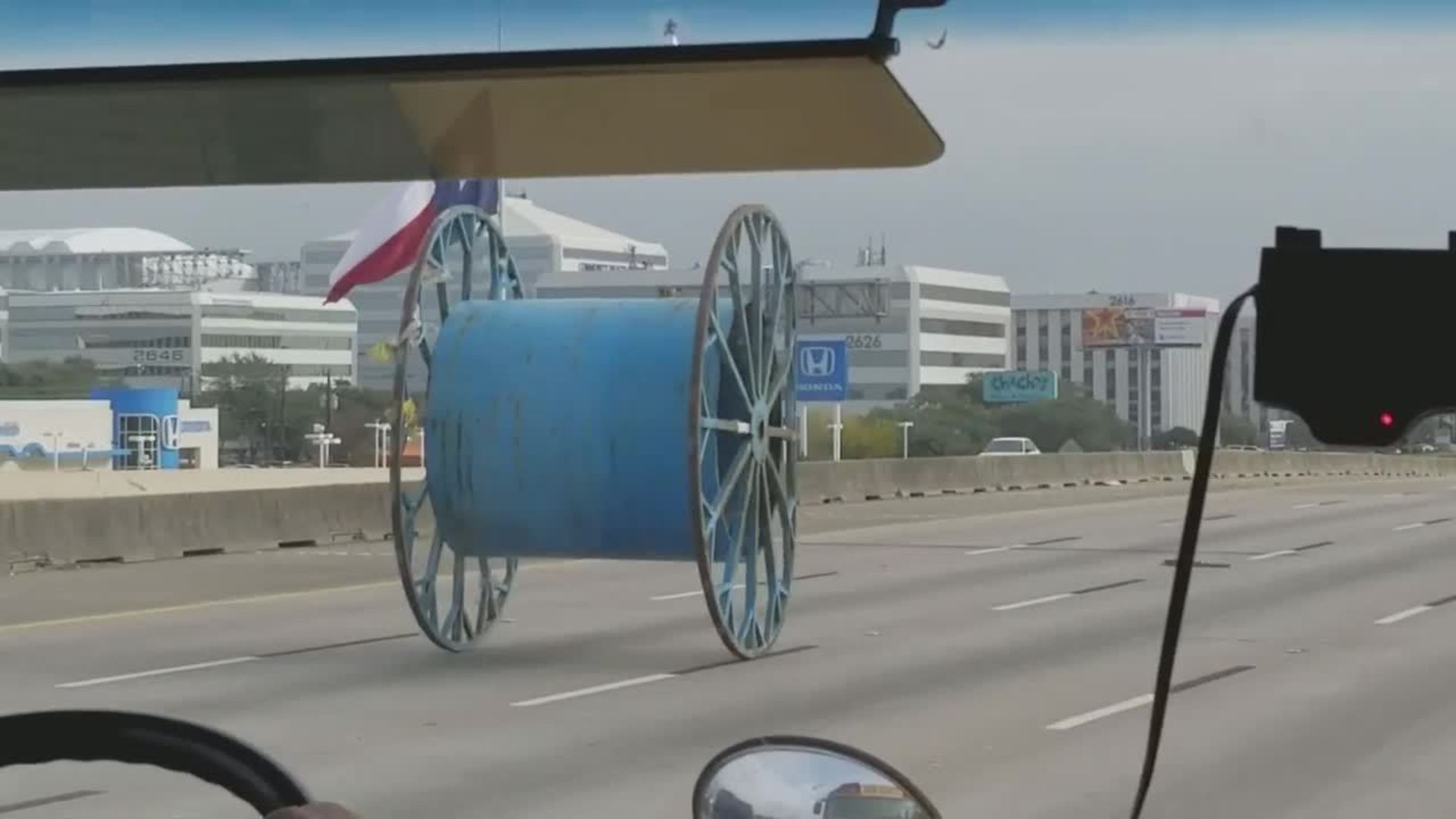 Giant Spool Rolls Down Freeway | Jukin Licensing