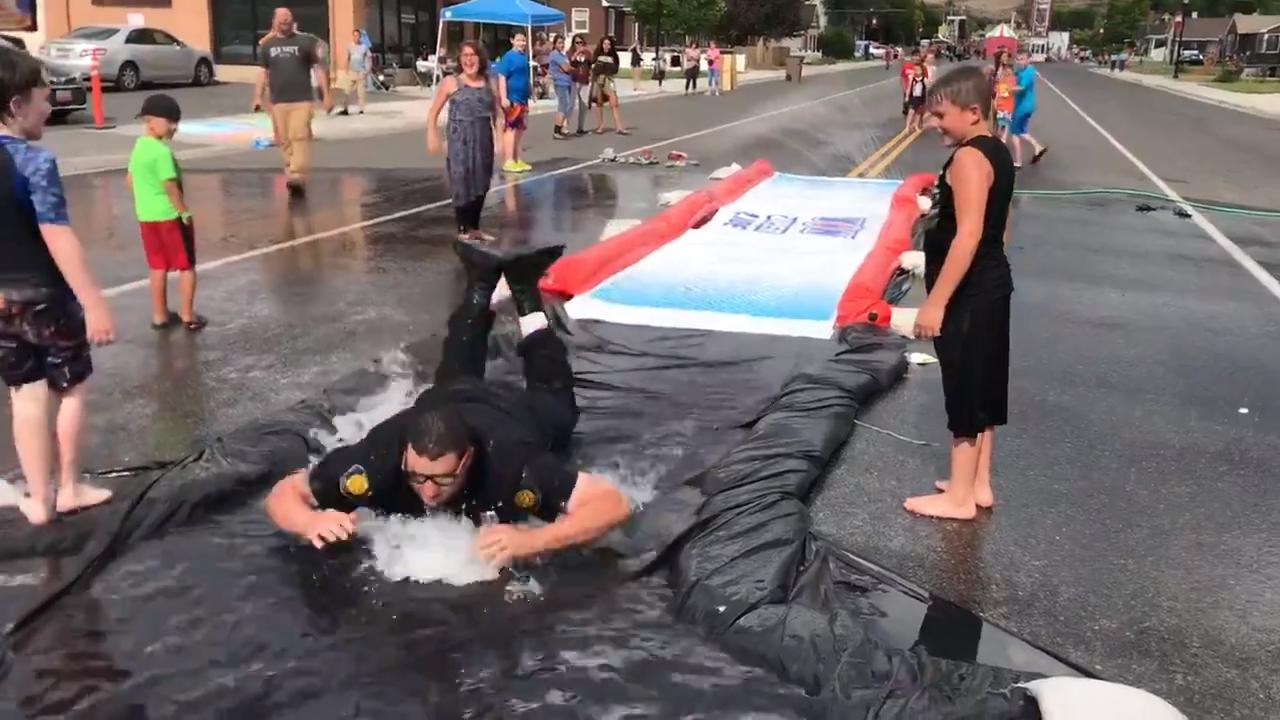 Cop Goes Down on a Slip and Slide | Jukin Licensing