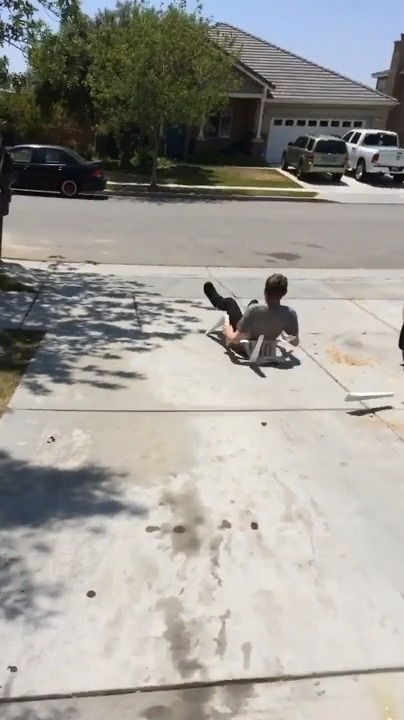 Guy Fails as he Breaks A Chair While Performing Skating Stunt and Falls ...