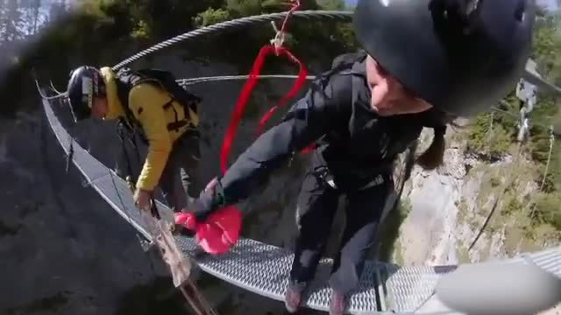 People Perform Base Jump With Parachutes From Bridge in Switzerland ...