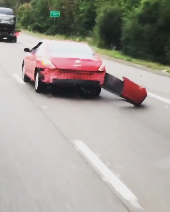 Car Carelessly Drags Falling out Bumper on the Road and Drives. | Jukin ...