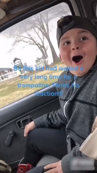 Kid Gasps and Gets Emotional as Mom Surprises him With Trampoline ...