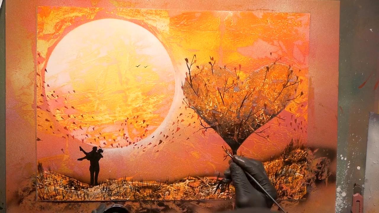 Artist Spray Paints Landscape Scene With Giant Sun | Jukin Licensing