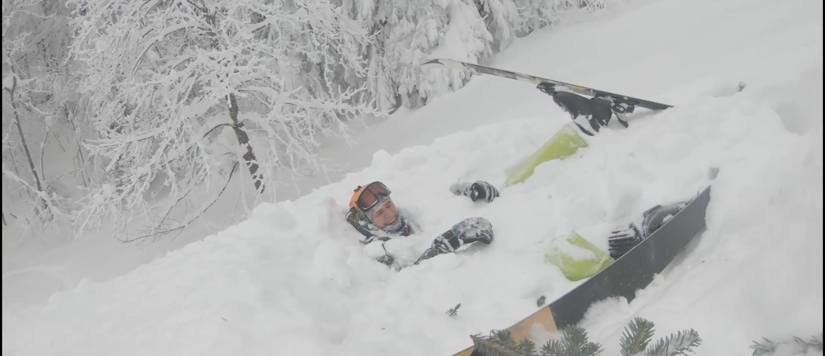 Skier Gets Buried Into Deep Snow After They Hit Tree While Attempting ...