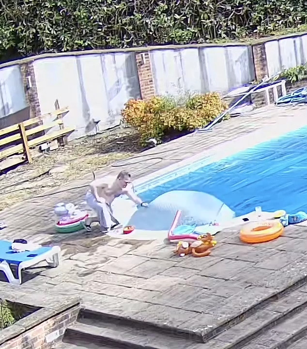 Guy Loses Footings and Falls Into Pool While Covering It | Jukin Licensing