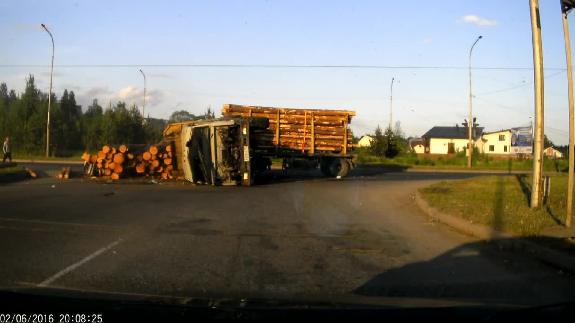 Logging Truck Loses Control and Tips Over | Jukin Licensing