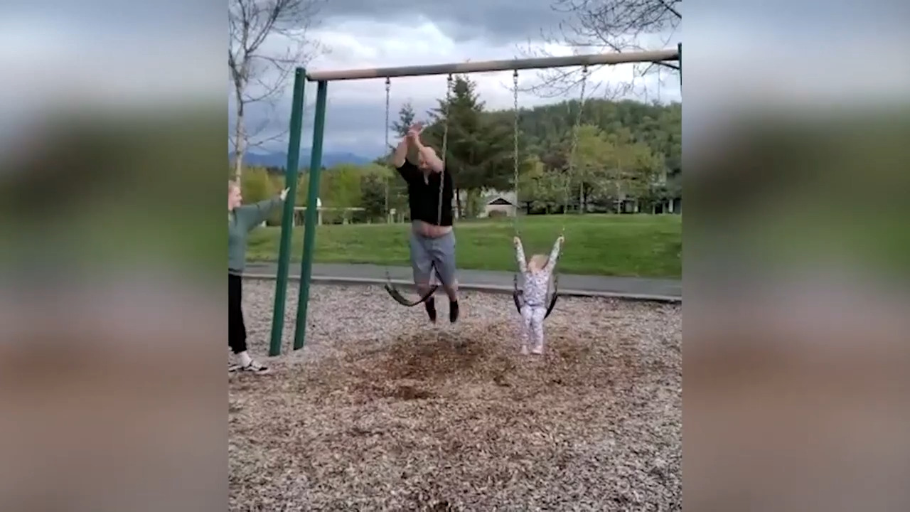 Guy Gets Foot Tangled in Swing and Falls Hilariously | Jukin Licensing