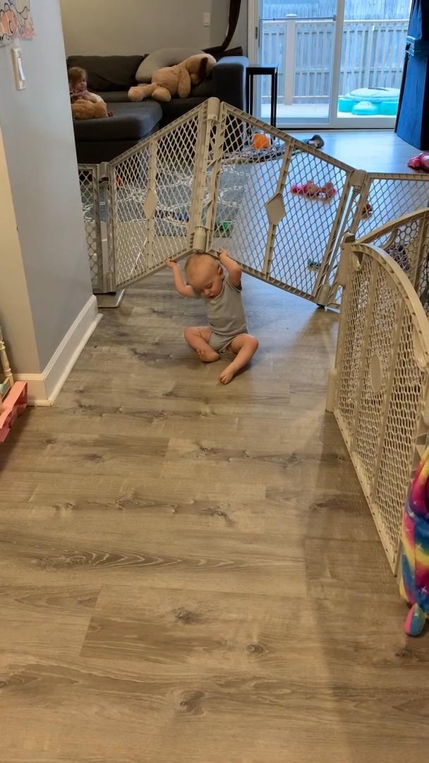 Toddler Lifts Baby Gate To Escape And Play With Older Siblings | Jukin ...