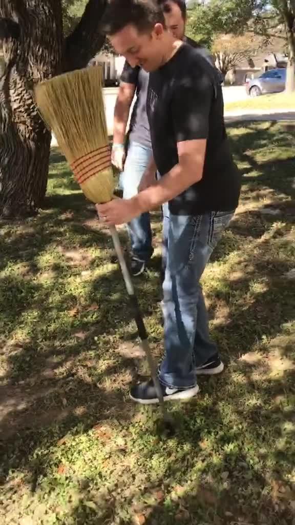 Guy Tries to Kick Broomstick And Falls to Ground on His Butt | Jukin ...