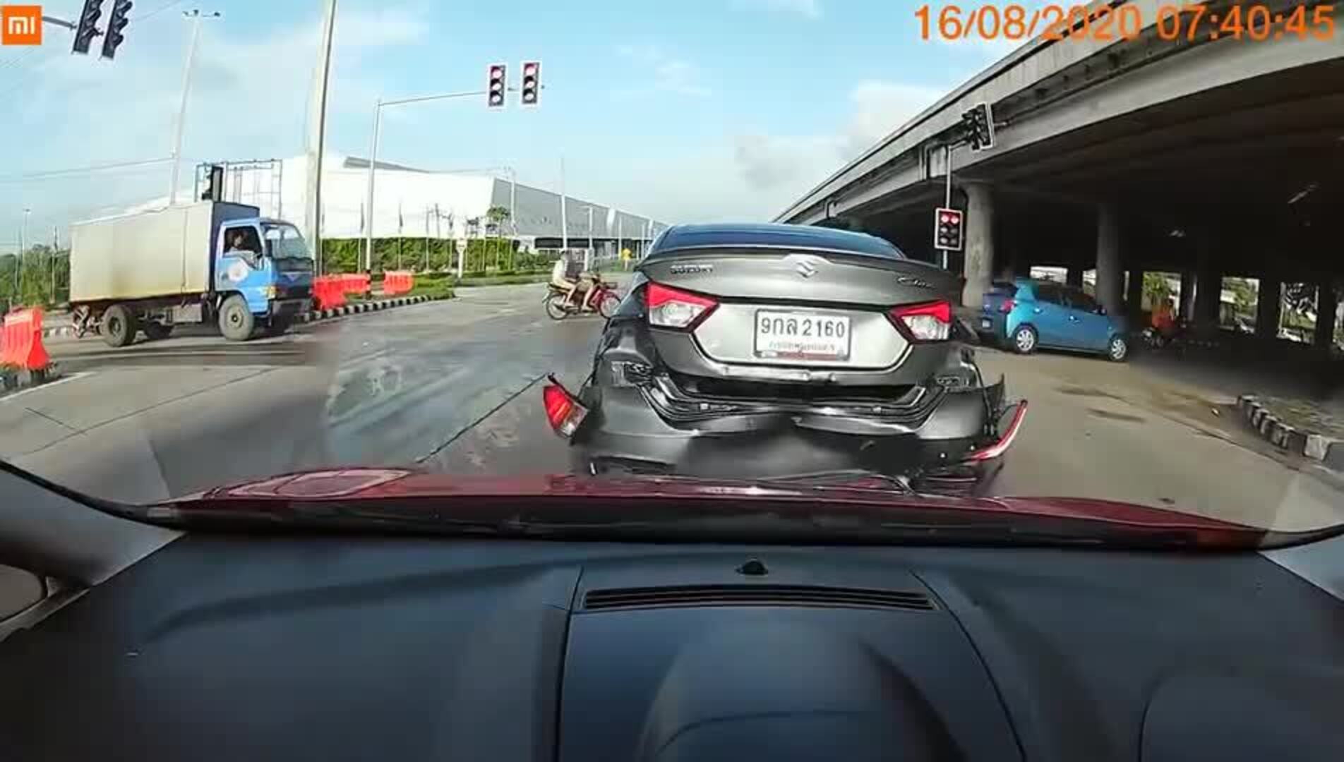 Driver Parked at Red Light Gets Rear Ended | Jukin Licensing