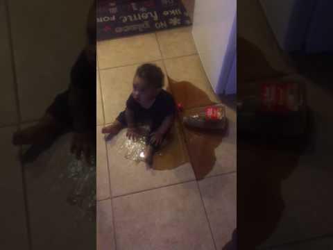Baby Spills Syrup on Floor | Jukin Licensing