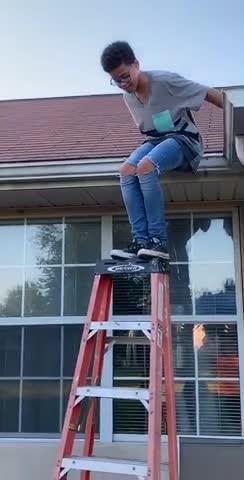 Kid Shatters Glass Window by Knocking Over Ladder from Roof | Jukin ...