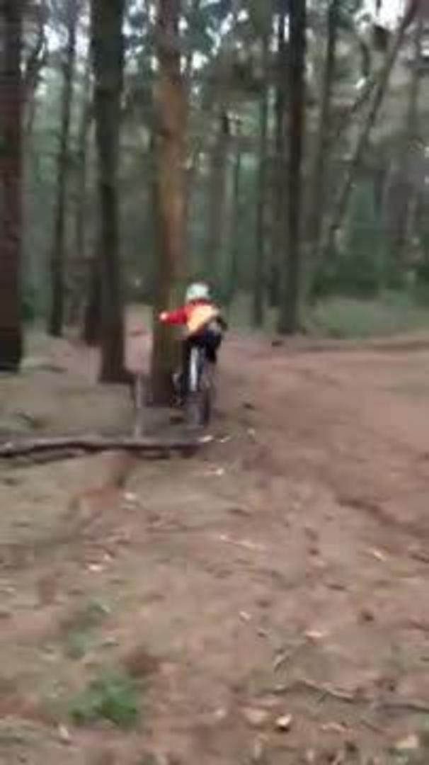 Mountain Bike Log Ramp Crash into Tree | Jukin Licensing
