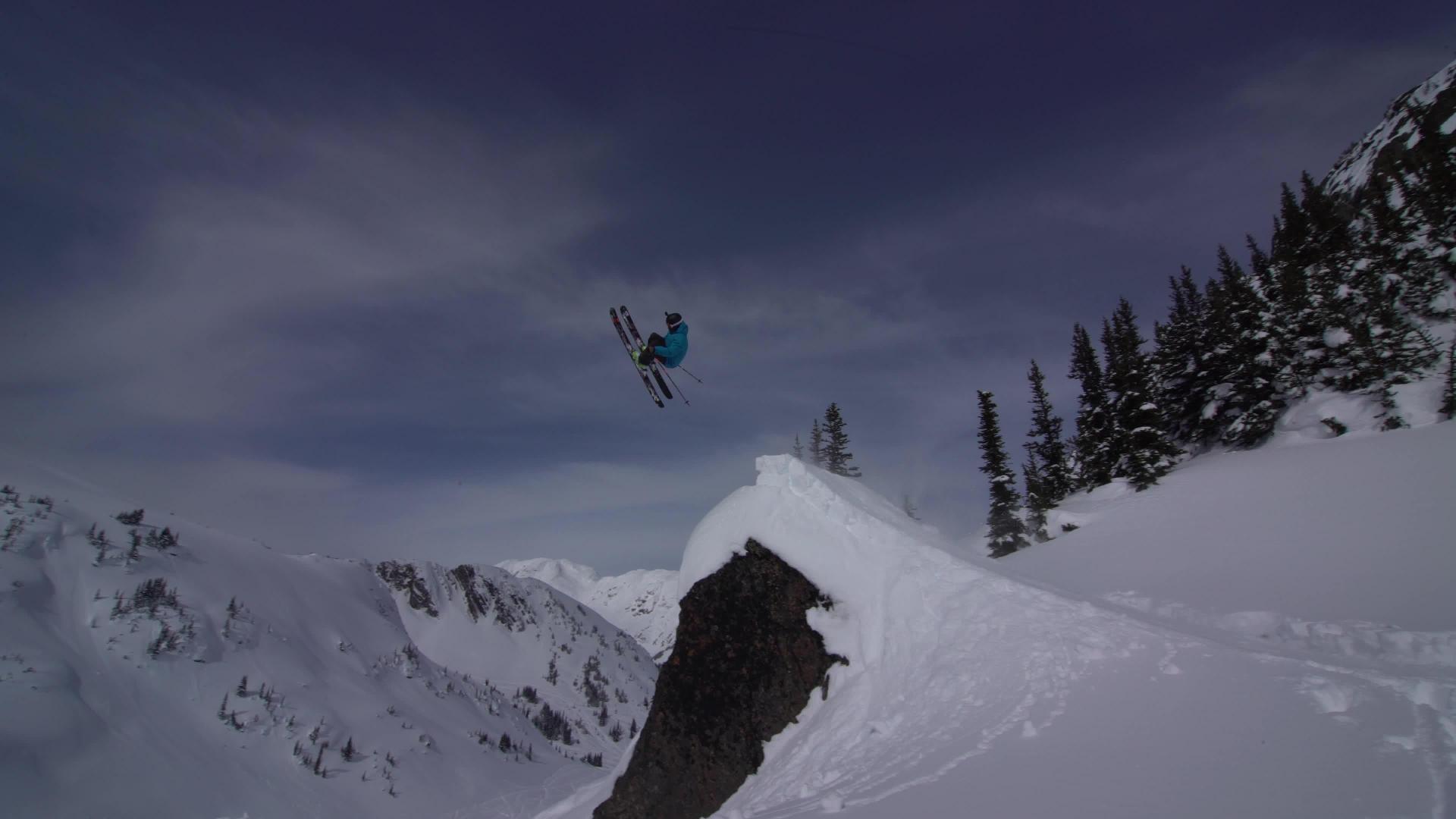 Skier Performs Flip off of Snowy Mountain | Jukin Licensing
