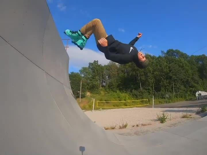 Roller Blader Fails to Perform Backflip on Vertical Ramp | Jukin Licensing