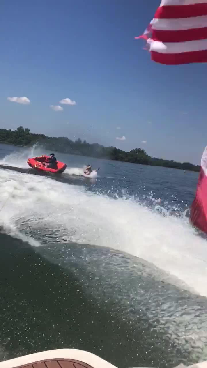 Guy in Raft Pulled by Speedboat Skips Across Water | Jukin Licensing