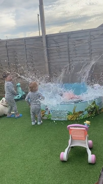 Children Gets Scared and Cry as Man Jumps Into Kiddie Pool and Causes a ...