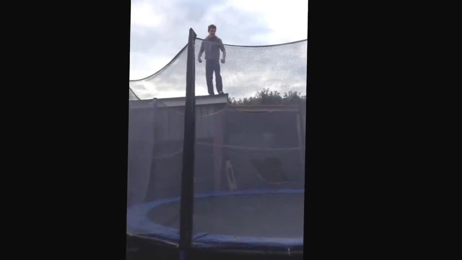 Guy Falls through Trampoline Net | Jukin Licensing