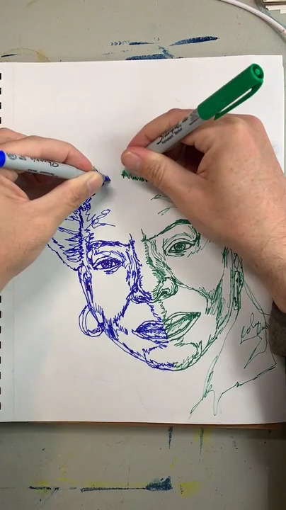 Timelapse of Ambidextrous Artist Drawing Portrait of Woman | Jukin ...