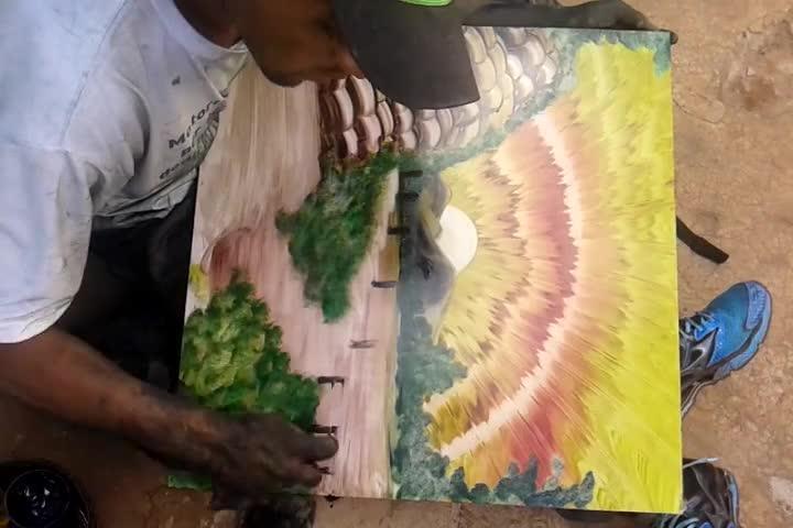 Painter Creates Beautiful Landscape Painting with Hands | Jukin Licensing
