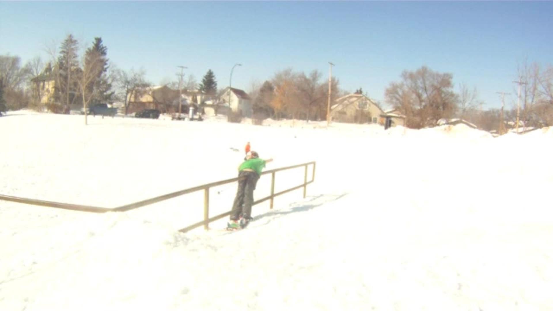 Skiier Doesn't Fully Commit To A Rail Slide Attempt - Nut Shot Fail ...