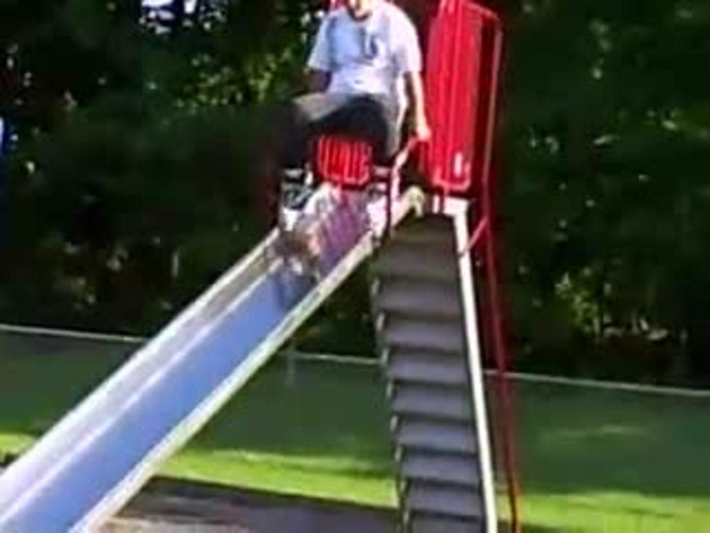 Man on Rollerblades Tries to Go down Slide | Jukin Licensing