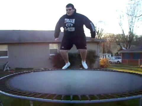 Big Hoodie Guy Breaks Trampoline Leg | Jukin Licensing